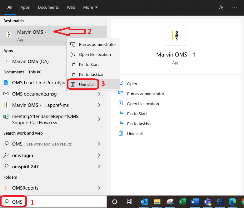 OMS - Instructions to Uninstall and Reinstall